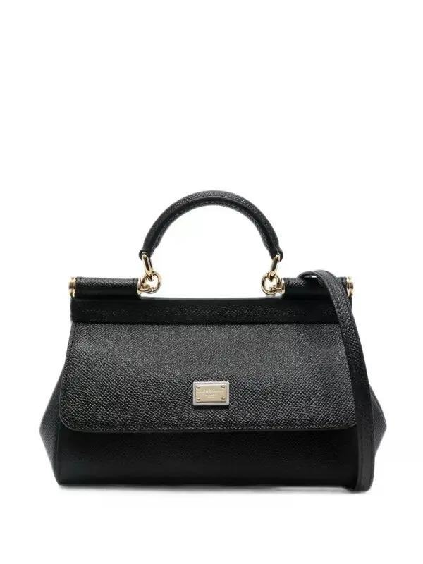 Dolce & Gabbana Mini Sicily Handbag In Dauphine Calfskin - Black