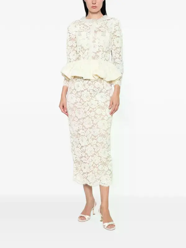 SELF-PORTRAIT Peplum Floral-lace Dress