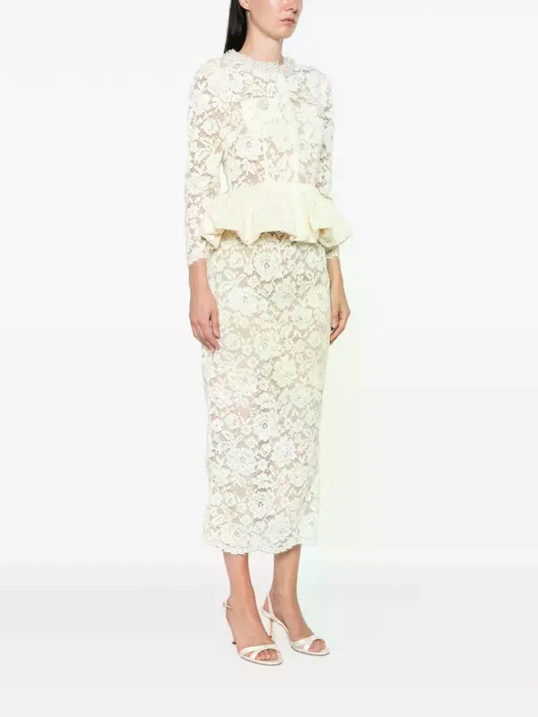 SELF-PORTRAIT Peplum Floral-lace Dress
