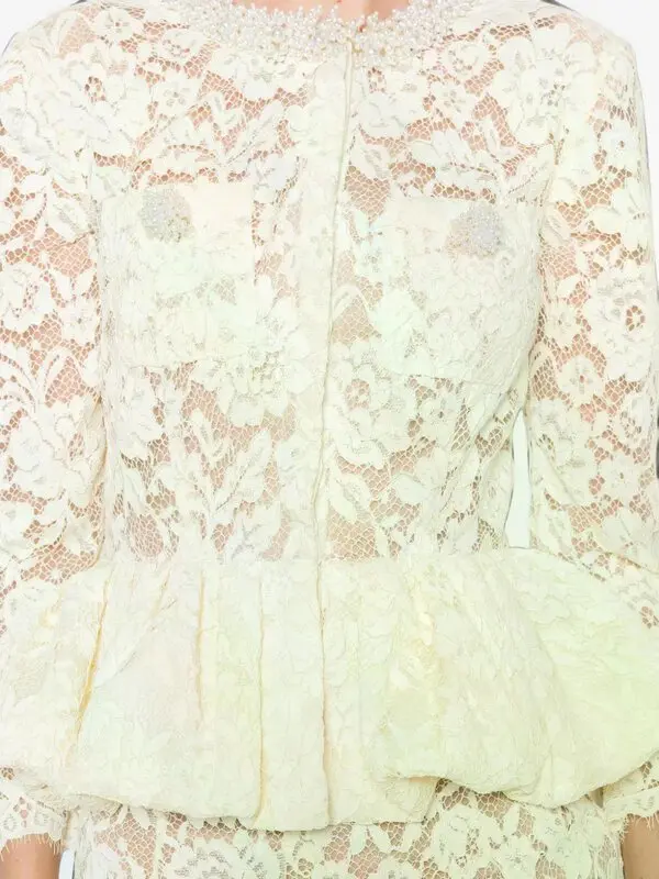 SELF-PORTRAIT Peplum Floral-lace Dress