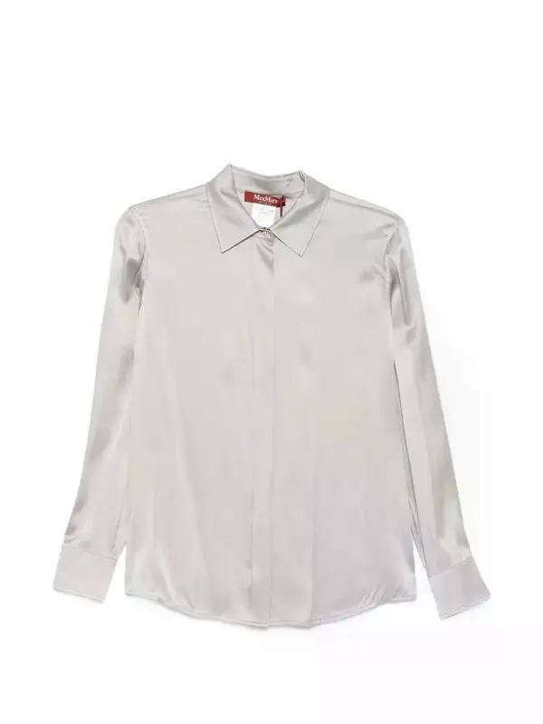 Max Mara Concealed-front Silk Shirt - Grey