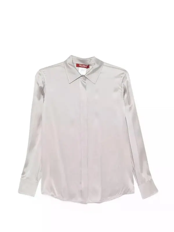 Max Mara Concealed-front Silk Shirt - Grey