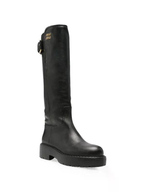 Miu Miu Leather Boots - Black
