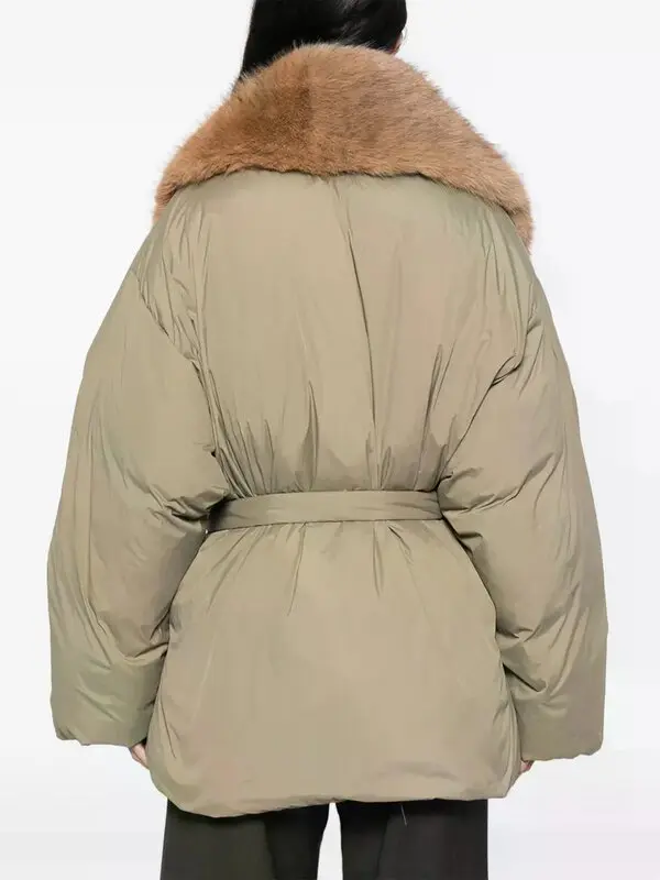 Source Unknown Egizio Belted Puffer Coat - Green