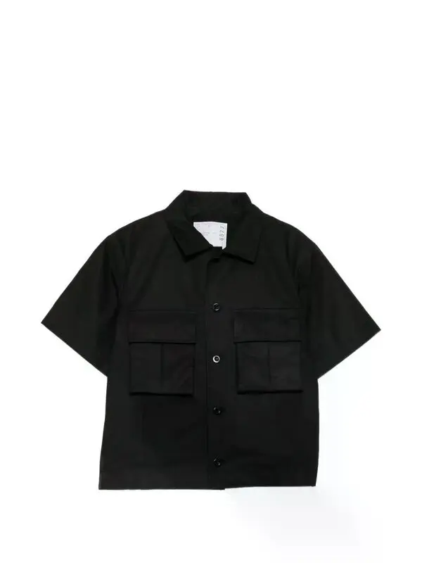 Sacai Panelled Short-sleeve Shirt - Black