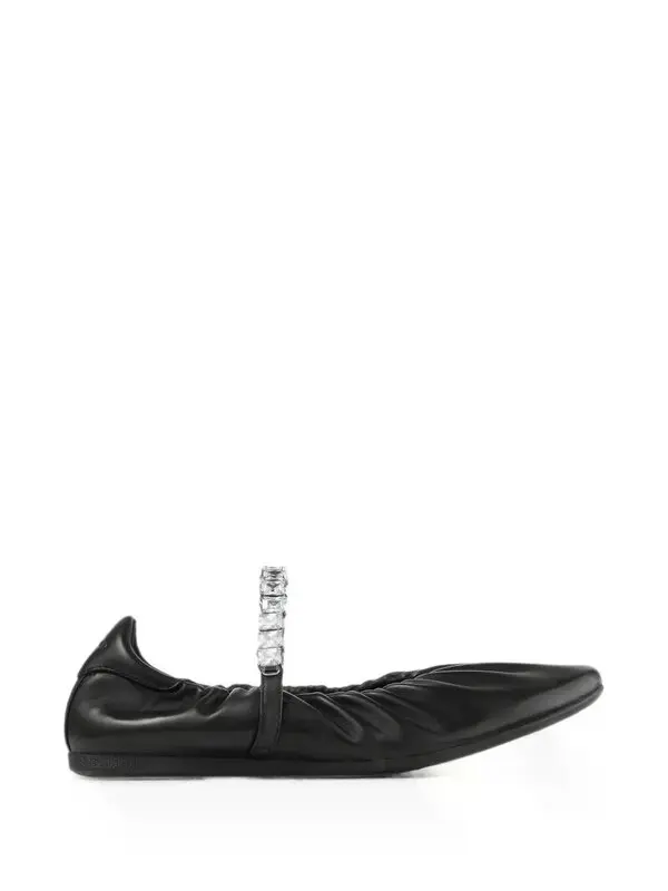 JIMMY CHOO Jade Soft-nappa-leather Ballerina Flats With Crystal Strap - Black