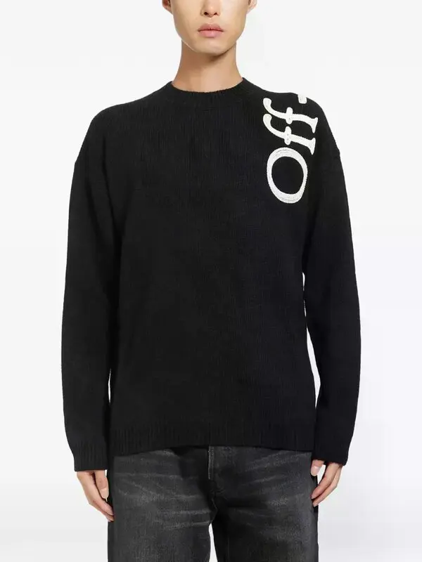Off-White Bookish Logo-embroidered Sweater - Black