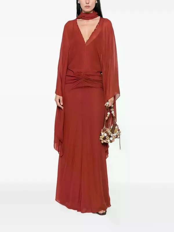DE LA VALI Florencia Ruched-detail Maxi Dress
