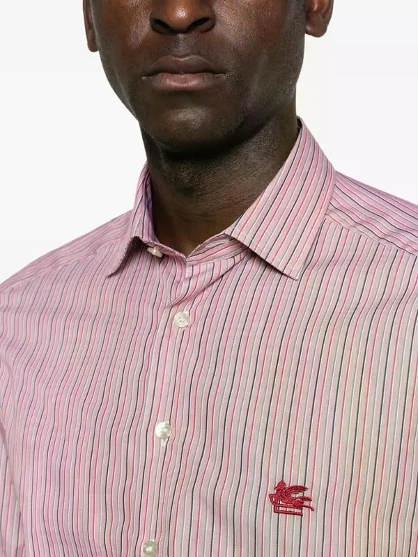 Etro Striped Embroidered-pegasus Shirt