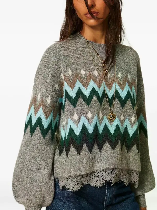 TWINSET Jacquard Jumper With Lace
