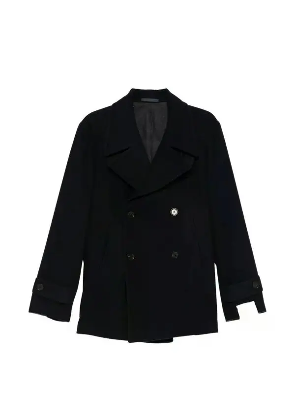 Caruso Double-breasted Coat - Blue