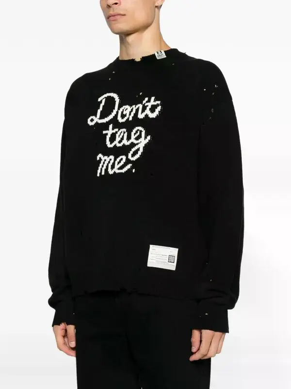 Mihara Yasuhiro Jacquard Distressed Knitted Sweater