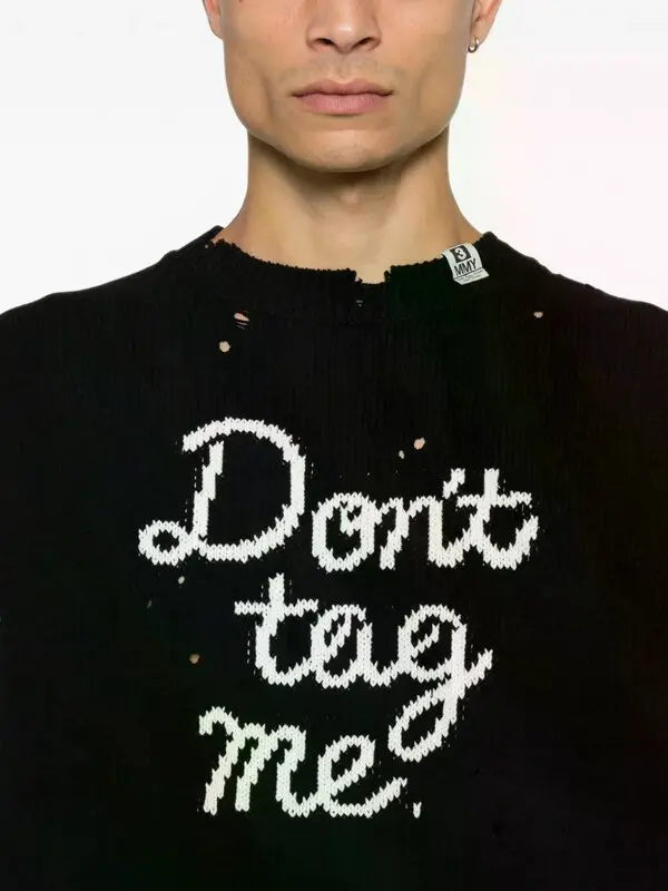 Mihara Yasuhiro Jacquard Distressed Knitted Sweater