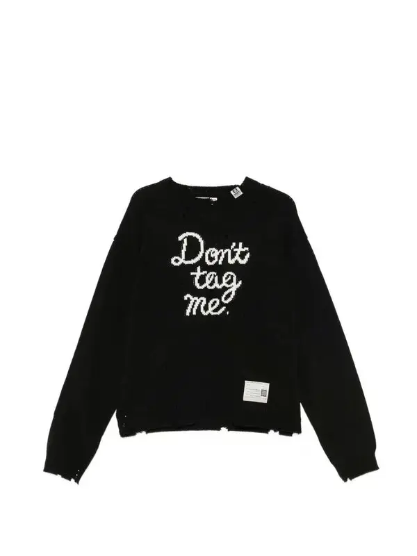 Mihara Yasuhiro Jacquard Distressed Knitted Sweater - Black