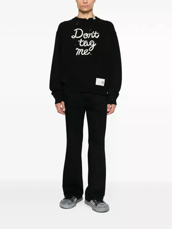 Mihara Yasuhiro Jacquard Distressed Knitted Pullover