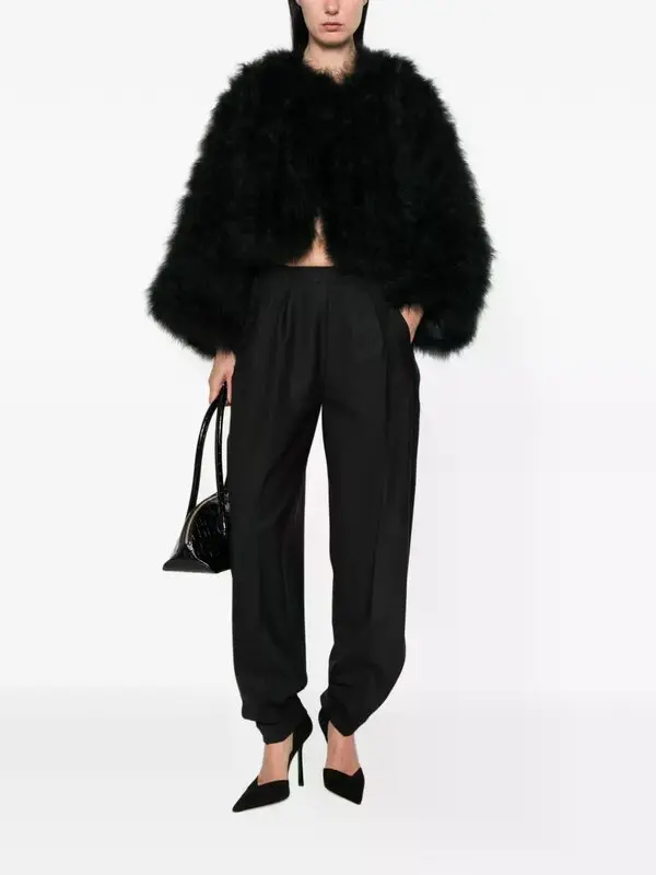 YVES SALOMON Feather-trim Cropped Jacket