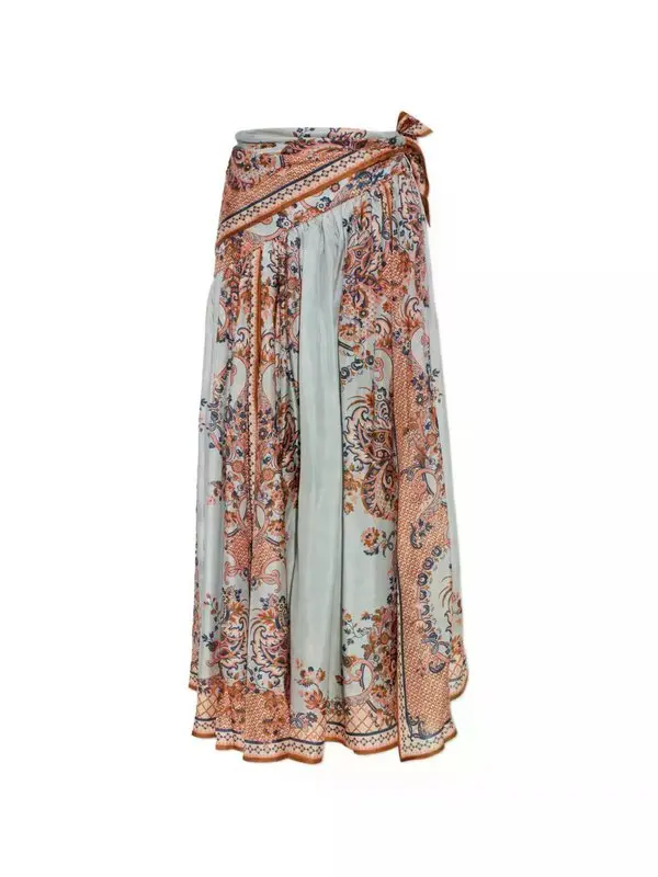 Zimmermann Aster Scarf Midi Skirt - Grey