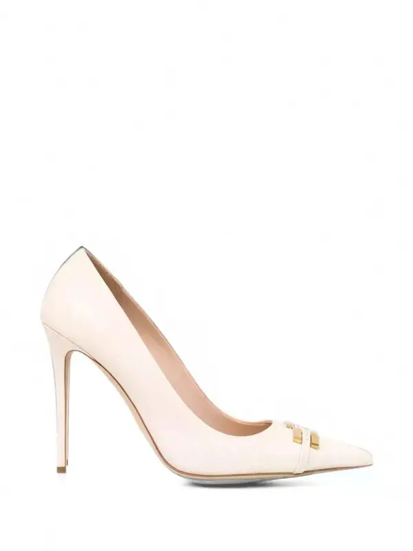 Elisabetta Franchi Logo-plaque Leather Pumps - Neutrals