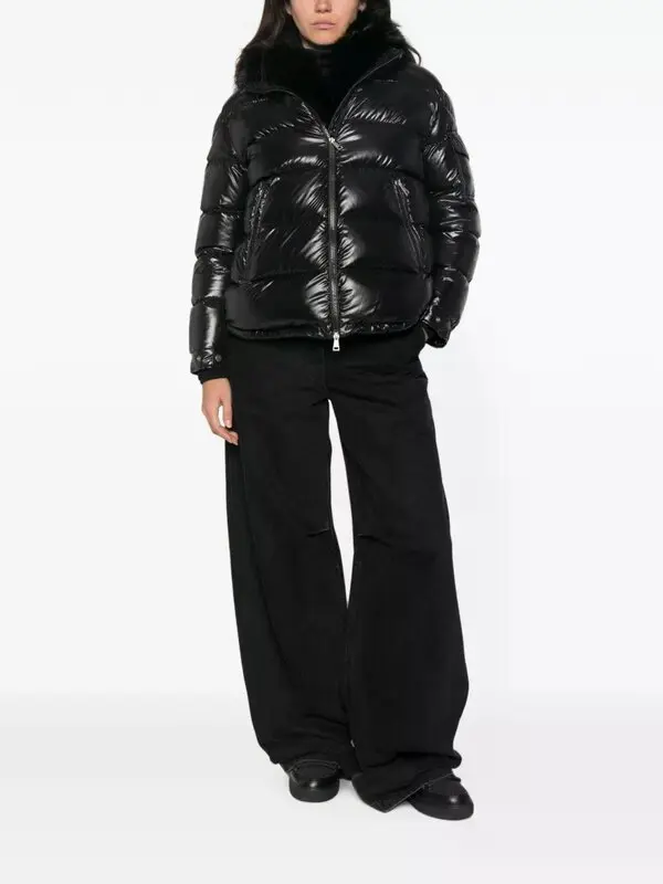 Moncler Fur-trim Quilted Jacket - Black