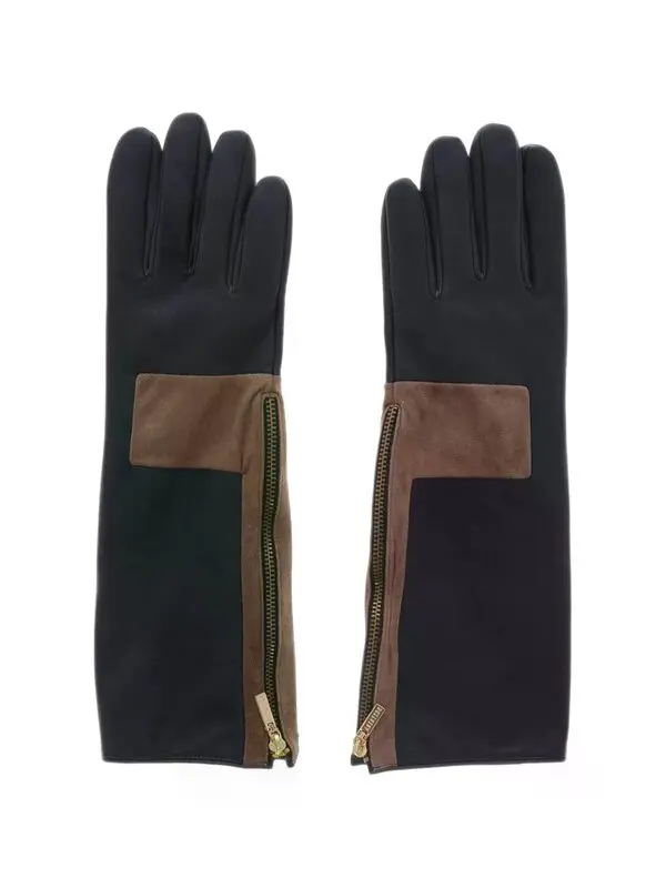 ARISTIDE NAJEAN Suede-panel Side-zip Gloves - Blue