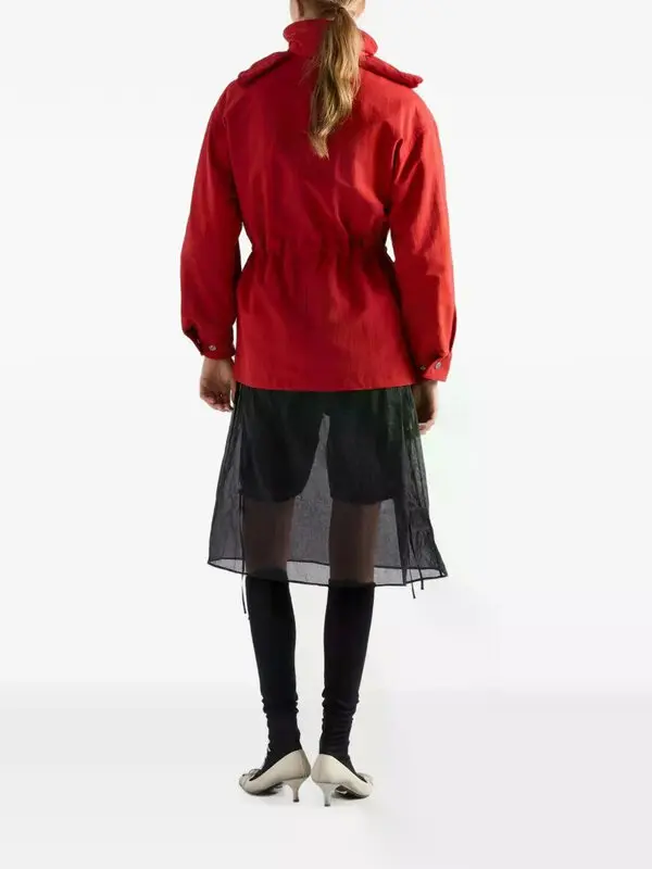 Prada Technical Fabric Parka With Shearling Trim
