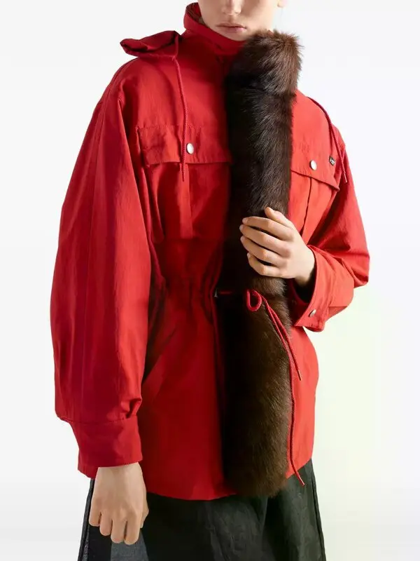 Prada Technical Fabric Parka With Shearling Trim
