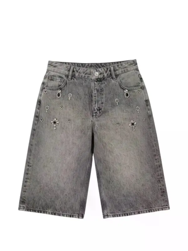 Liu Jo Crystal-embellished Denim Shorts - Grey