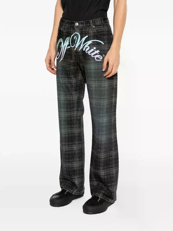 Off-White Check Jaquarded Straight Jeans