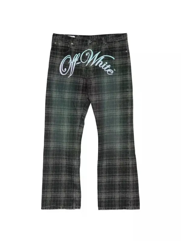 Off-White Check Jaquarded Straight Jeans - Black