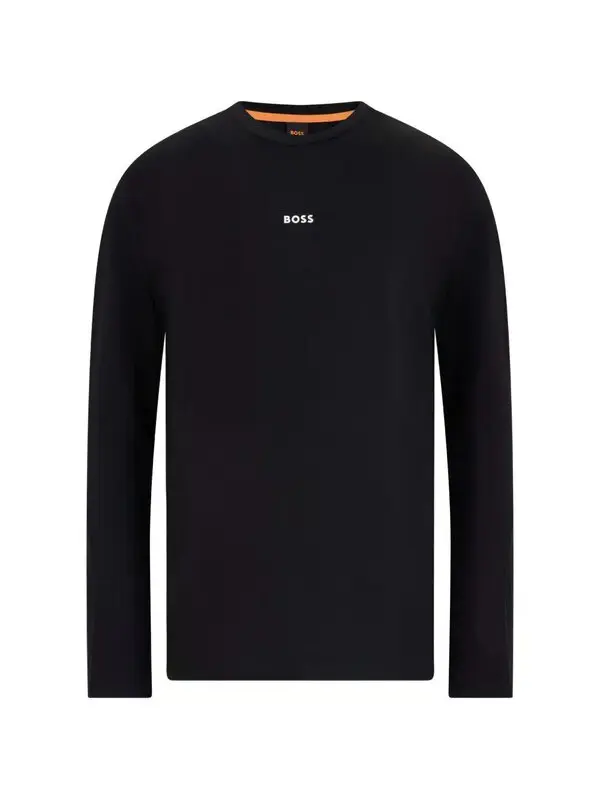 BOSS Logo-print Long-sleeve T-shirt - Black