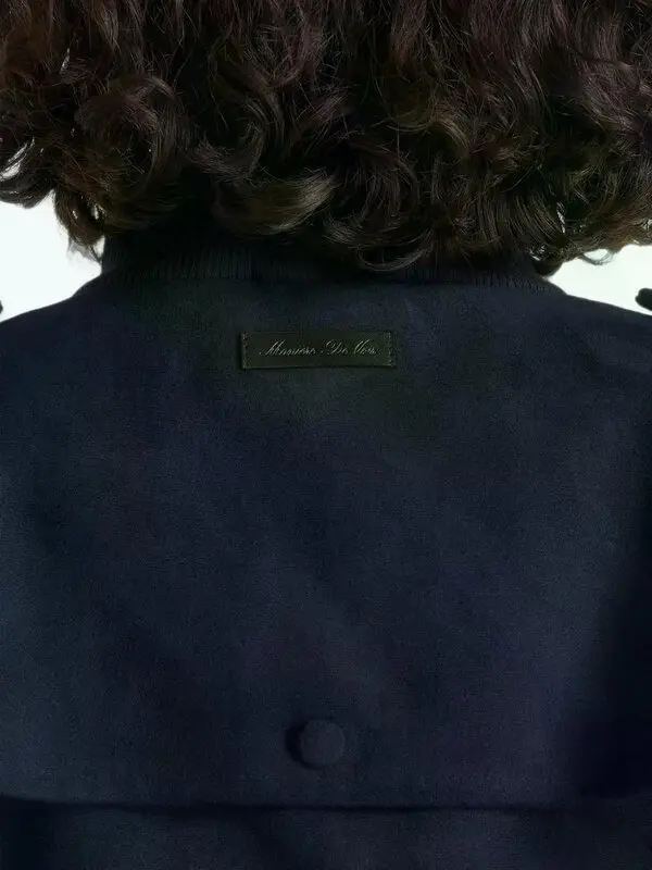 Manière De Voir Suede Layered-shoulder Cropped Bomber Jacket - Blue