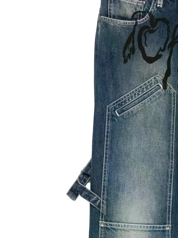 Off-White Cherry Diagonal Twist Stack Jeans