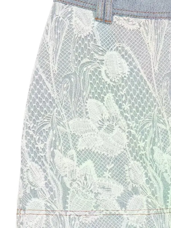Aje Blossom Laced Denim Mini Skirt