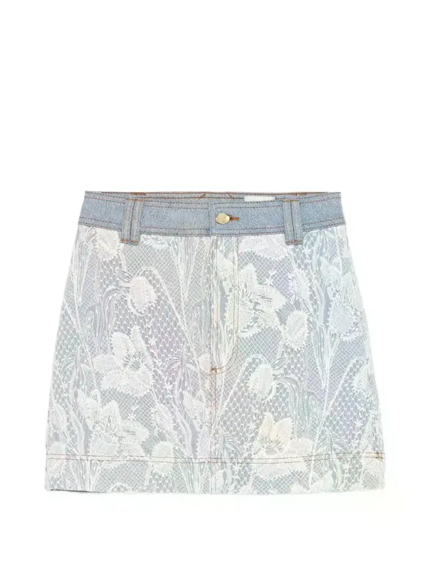Aje Blossom Laced Denim Mini Skirt - Blue