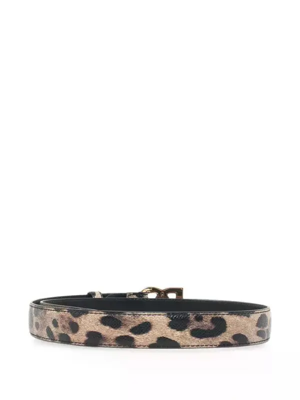 Dolce & Gabbana Leopard-print Logo-plaque Leather Belt
