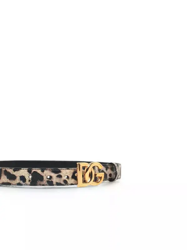 Dolce & Gabbana Leopard-print Logo-plaque Leather Belt
