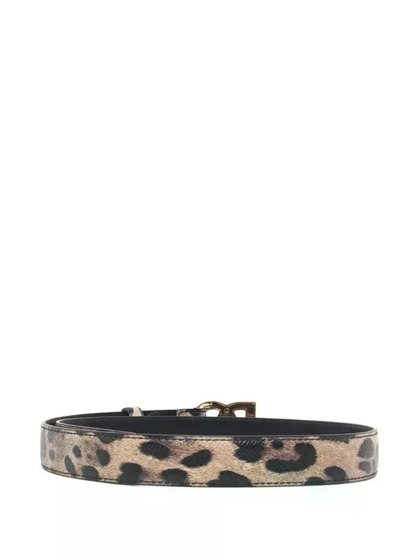 Dolce & Gabbana Leopard-print Logo-plaque Leather Belt - Neutrals