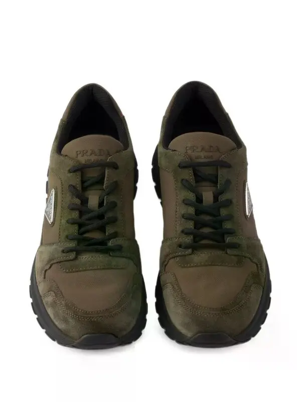 Prada Prax Suede And Re-nylon Sneakers - Green