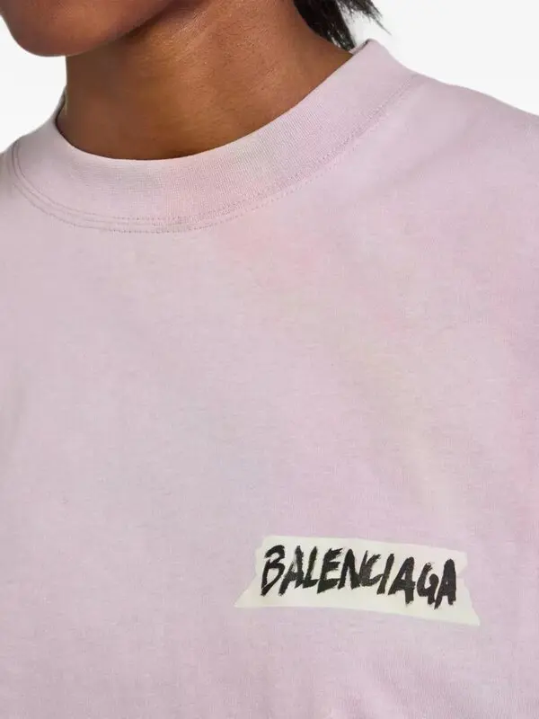Balenciaga Masking-.tape Medium-fit T-shirt In Dusty - Pink