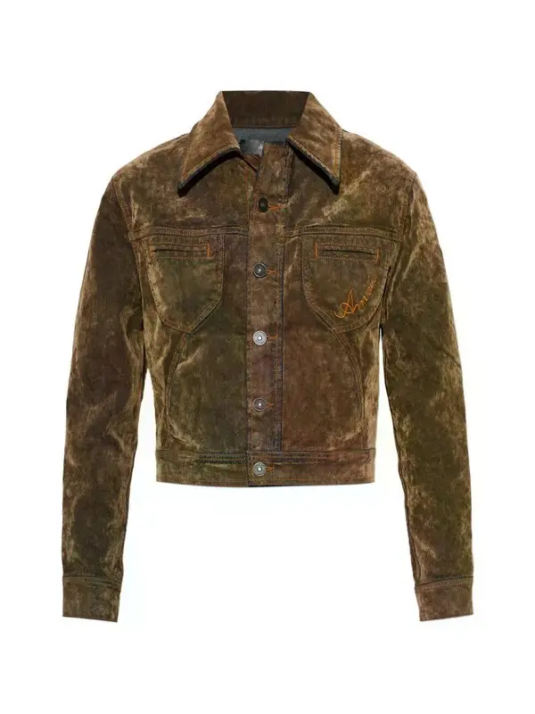 Amiri Flock Cut Denim Jacket - Brown