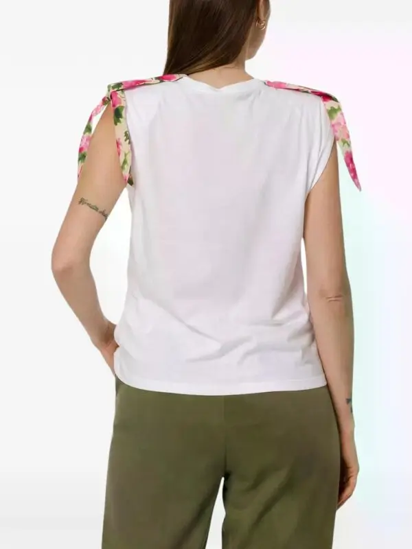 Liu Jo Floral Print Bow Detail Sleeveless T-shirt - White