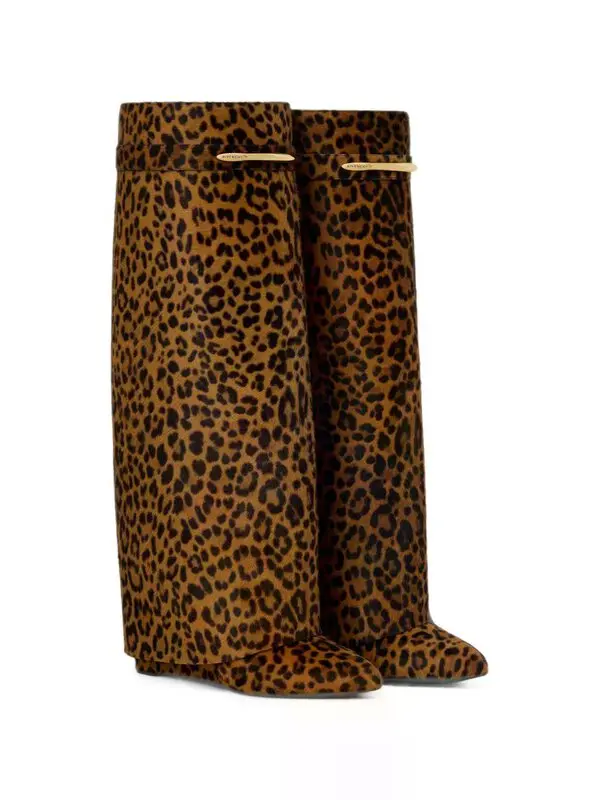 Givenchy Shark Pinch Boots In Leopard Pony-effect Leather - Brown