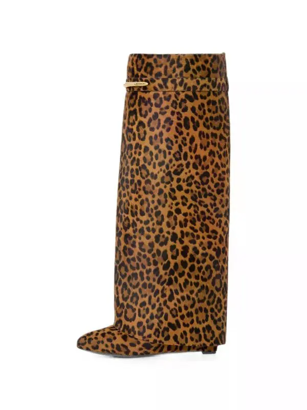 Givenchy Shark Pinch Boots In Leopard Pony-effect Leather - Brown