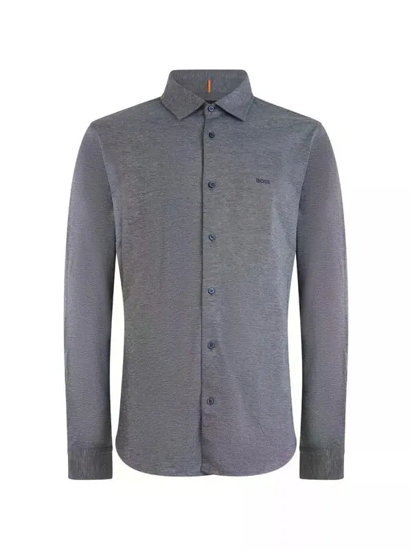 BOSS Logo-embroidered Long-sleeve Shirt - Grey