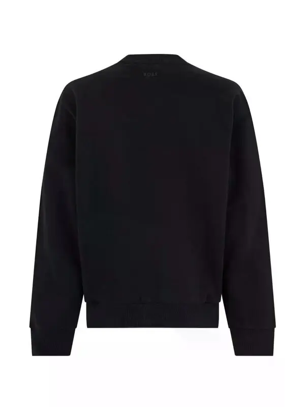 BOSS Logo-patch Ribbed-trim Sweater