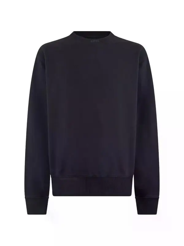 BOSS Logo-embroidered Ribbed-trim Sweater