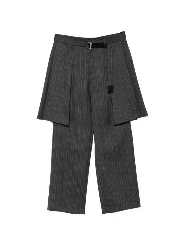 Sacai Pinstripe-pattern Trousers - Grey