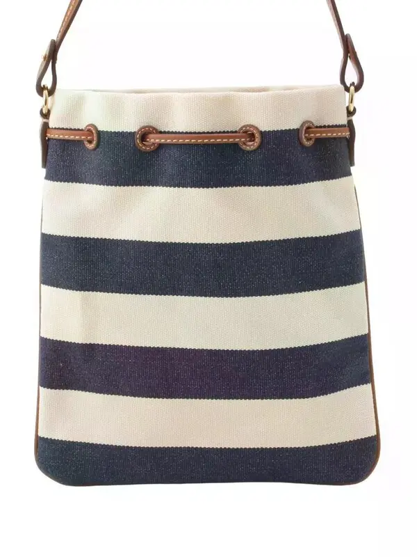 Miu Miu 2010-2026 Striped Canvas Logo Drawstring Handbag