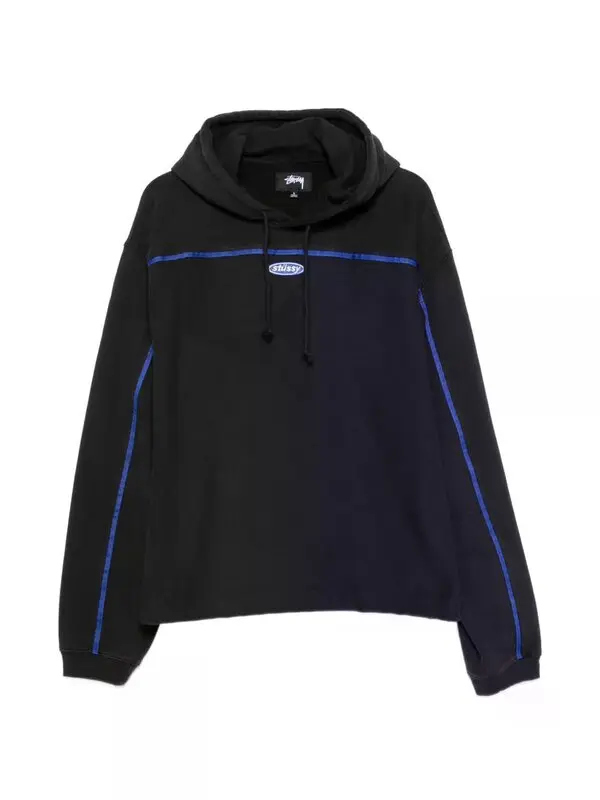 StÜssy Logo-patch Tape-trim Hoodie - Black