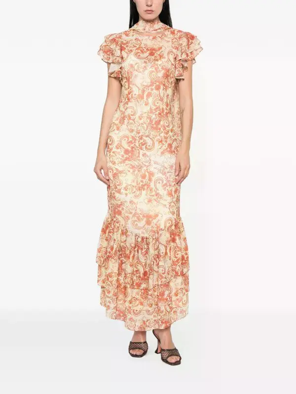 DE LA VALI Avalon Paisley-print Ruffled Maxi Dress - Yellow